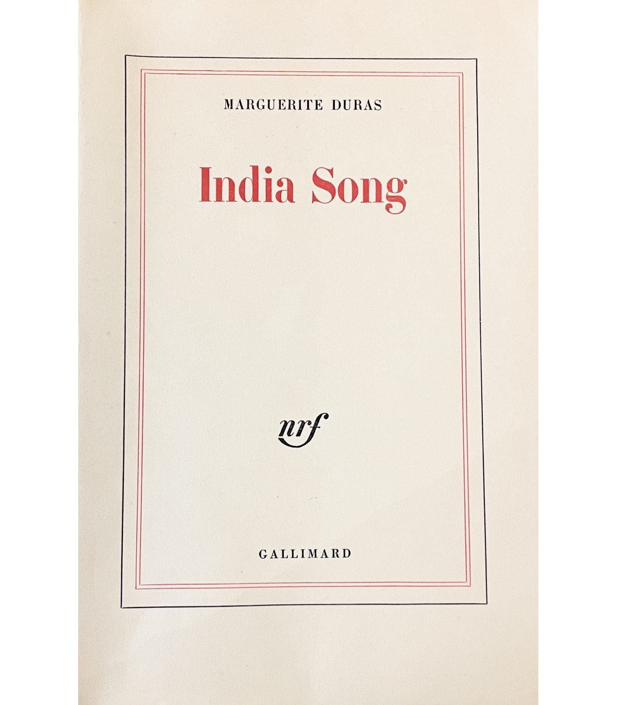 DURAS (Marguerite). India song.